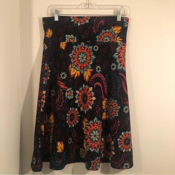 LuLaRoe | Skirts | Lularoe Black Vibrate Floral Midi Skirt | Poshmark
